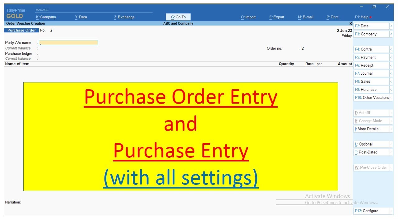 Purchase Order Entry And Purchase Entry In Tally Prime Tally Prime purchase-order-entry-and-purchase-entry-in-tally-prime-tally-prime