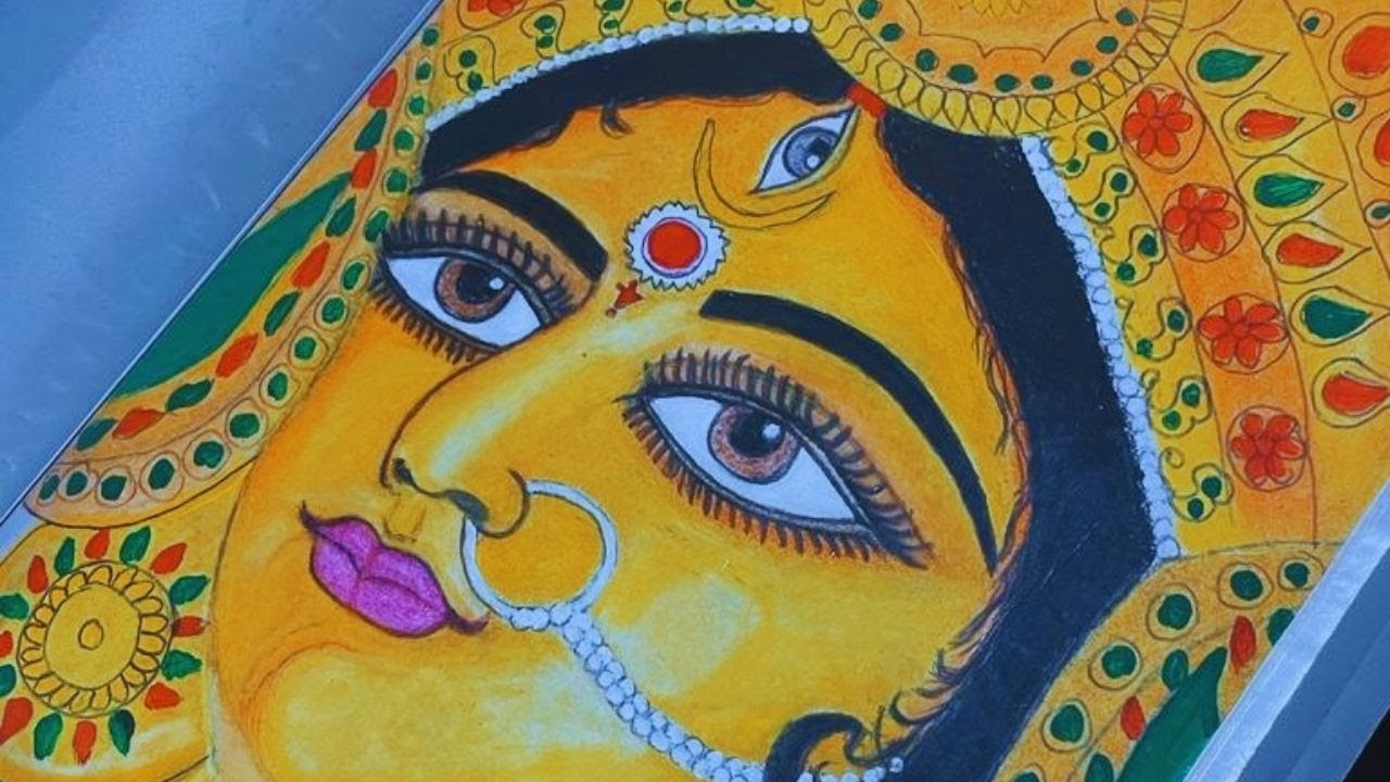 maa durga oil pastel drawing | Ma Durga Drawing with oil pastel color ...