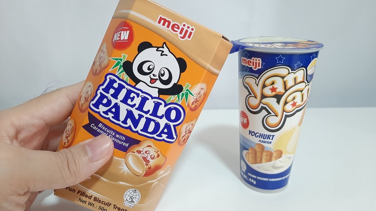 [ NEW ] MEIJI snacks , HELLO PANDA Caramel & Yan Yan Yoghurt - YouTube