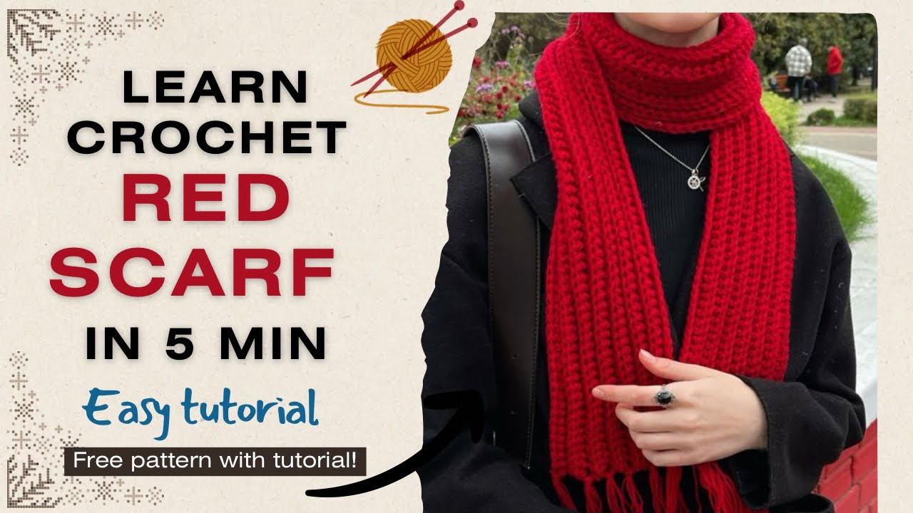 How to crochet Scarf Easy step by step tutorial | Mikasa Red Scarf 🧣 ...