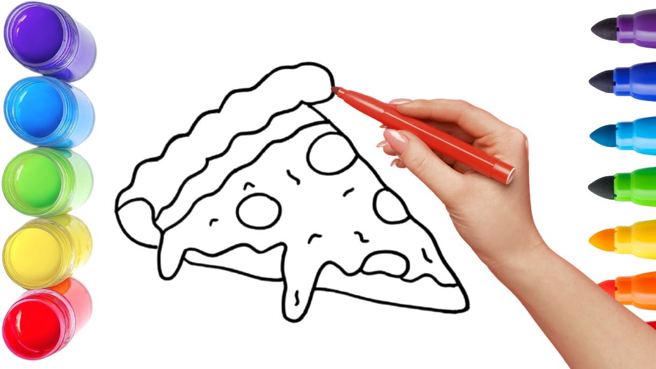 How To Draw pizza Drawing, Painting & Coloring For Kids and Toddlers ...