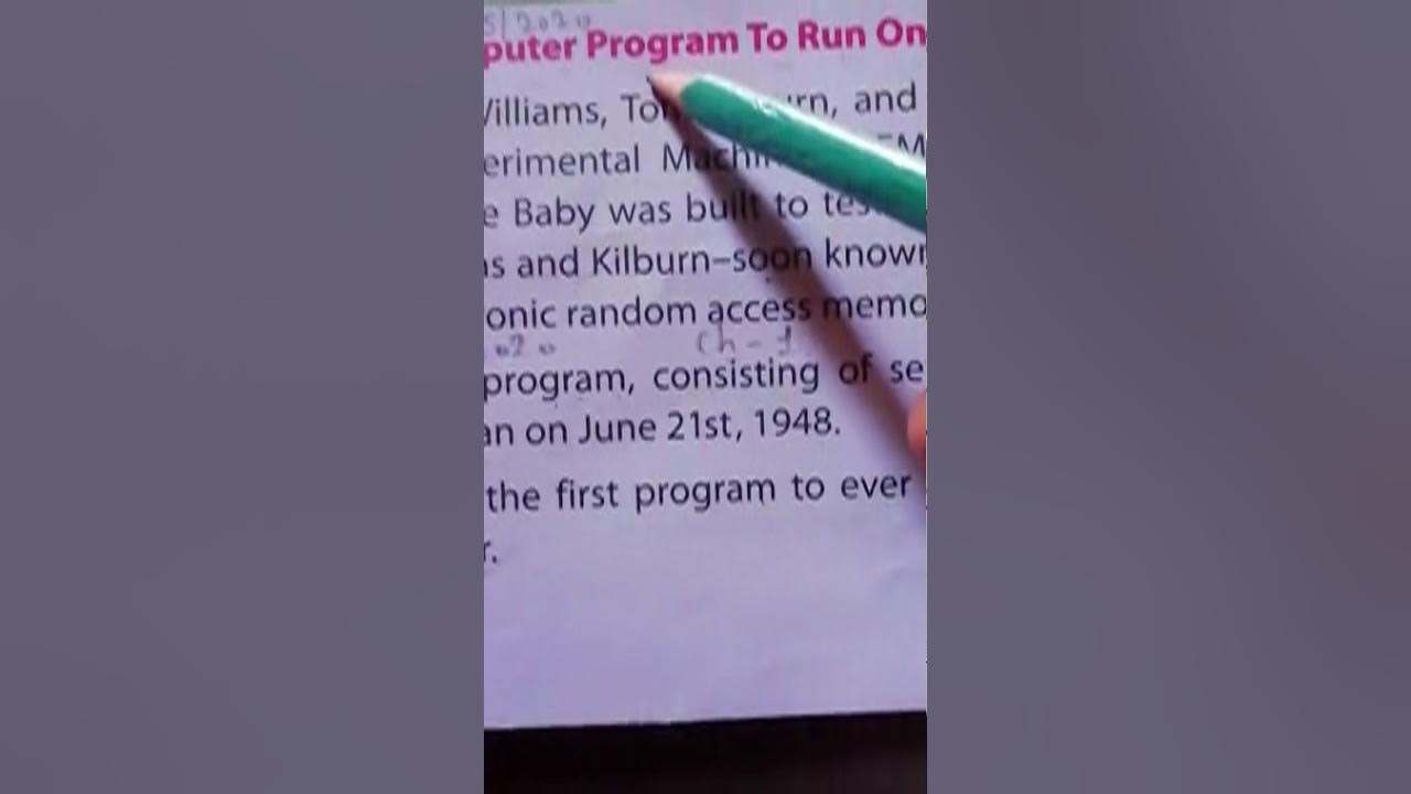 Class 3, Computer, chapter 1, topic of First computer program to run on ...