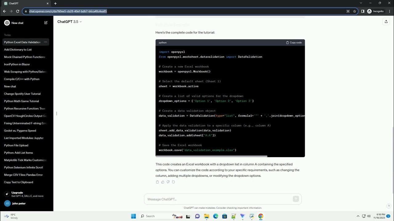 Fill Excel Workbook containing Data Validation dropdowns using Python - YouTube