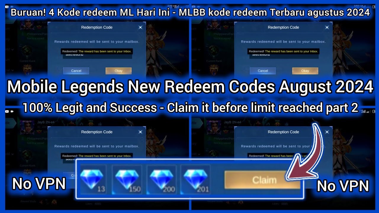part 2 no limit Mobile Legends Redeem Codes August 25 2024 - 100% Legit ...