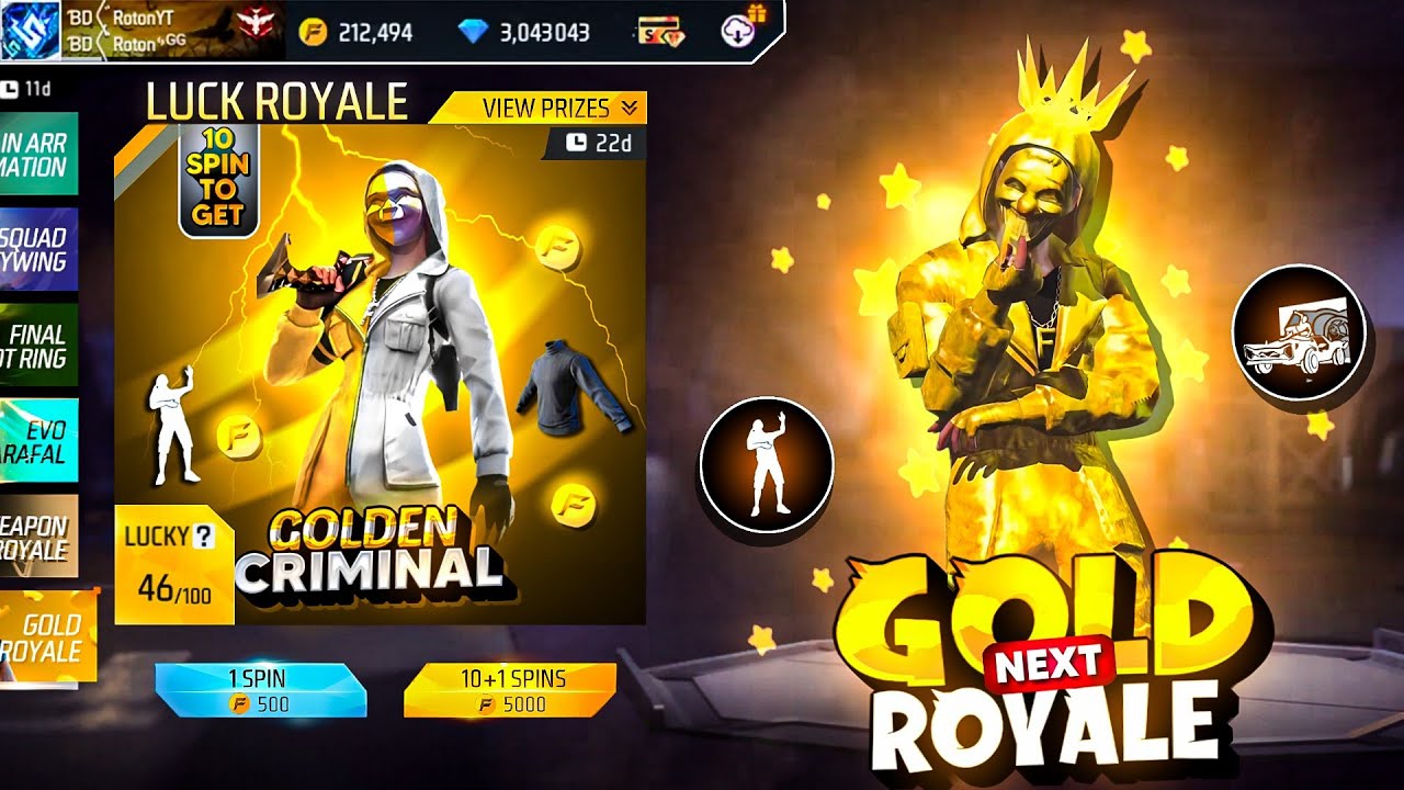 New Criminal Gold Royale Free Fire ফাইনালি আসছে 😍 | Ff New Event Bd ...