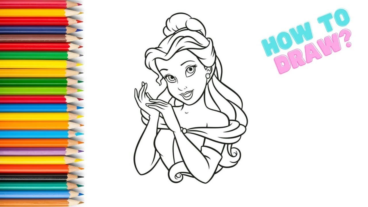 How To Draw Beauty And The Beast- Princess, Painting and Colouring for ...
