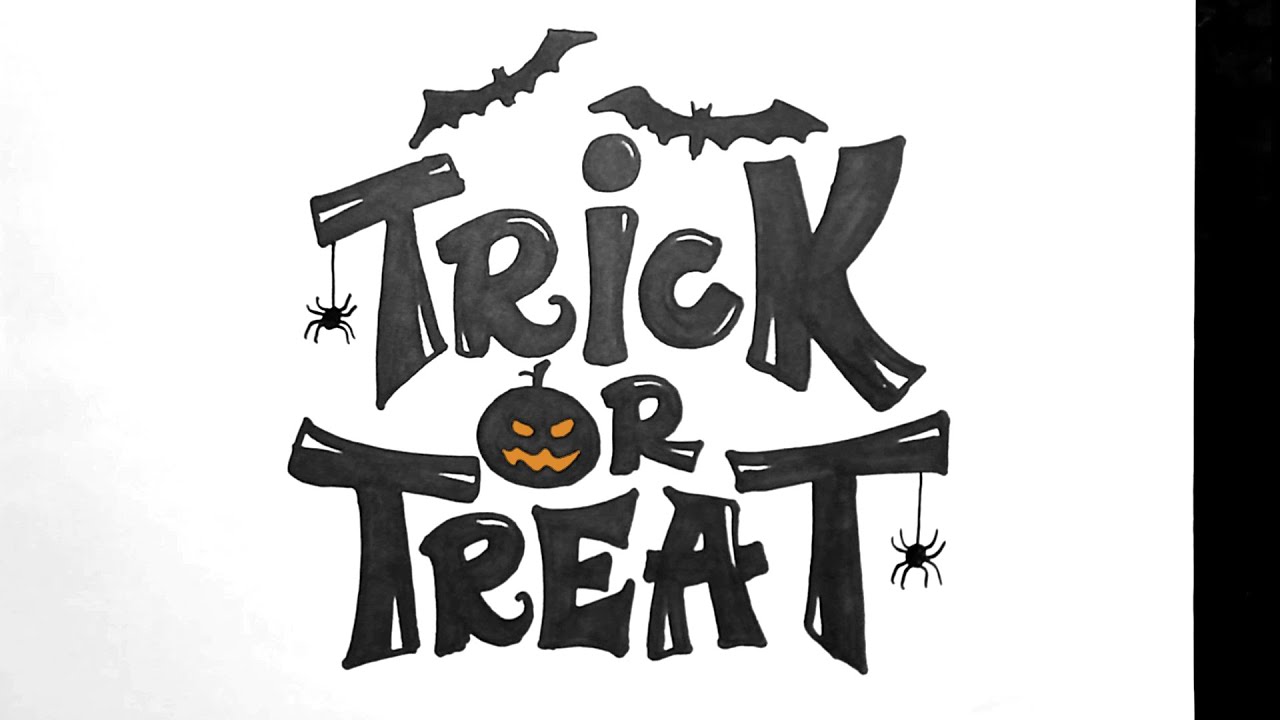 How to Draw TRICK OR TREAT | HALLOWEEN - YouTube