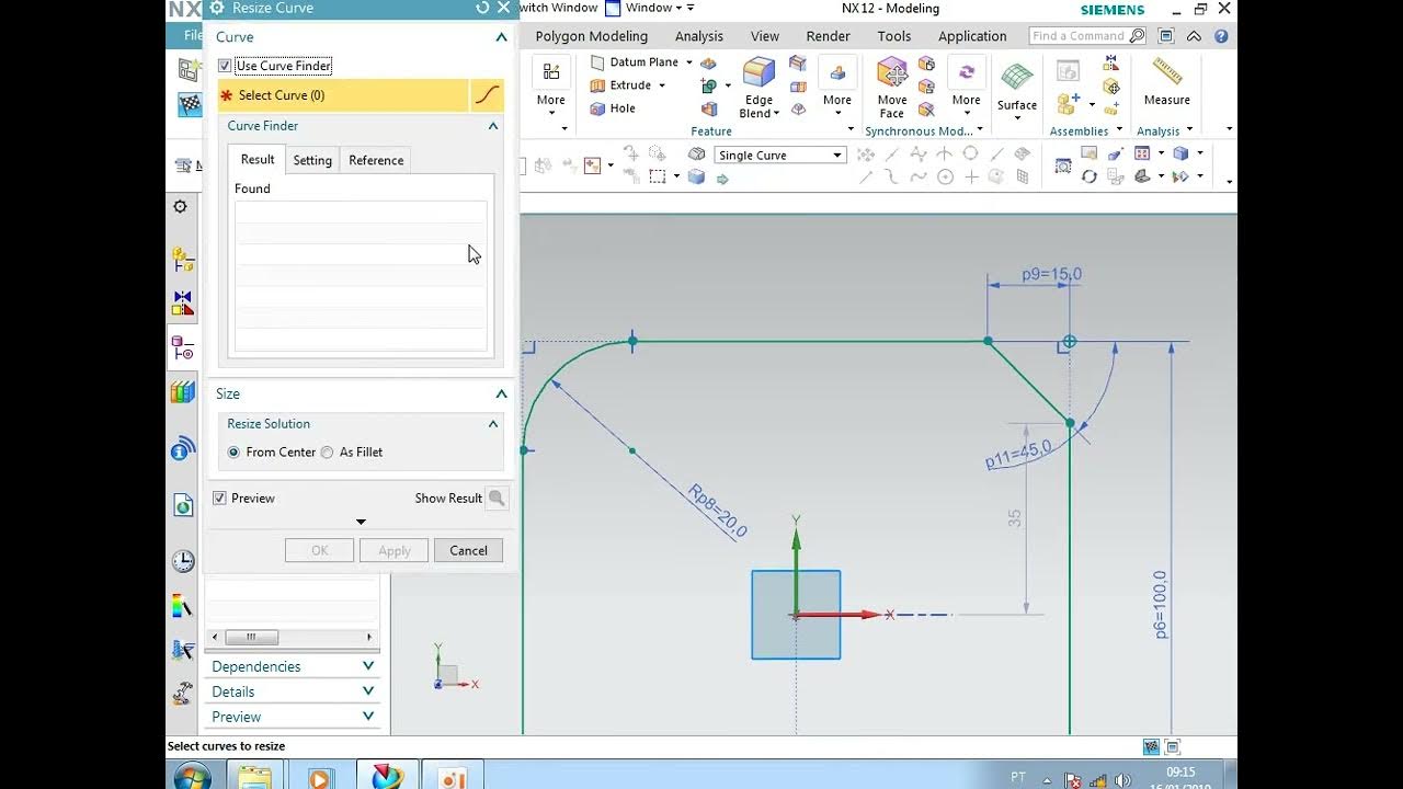 Sketch Rezise fillet, Rezise chamfer SIEMENS NX 12 - YouTube