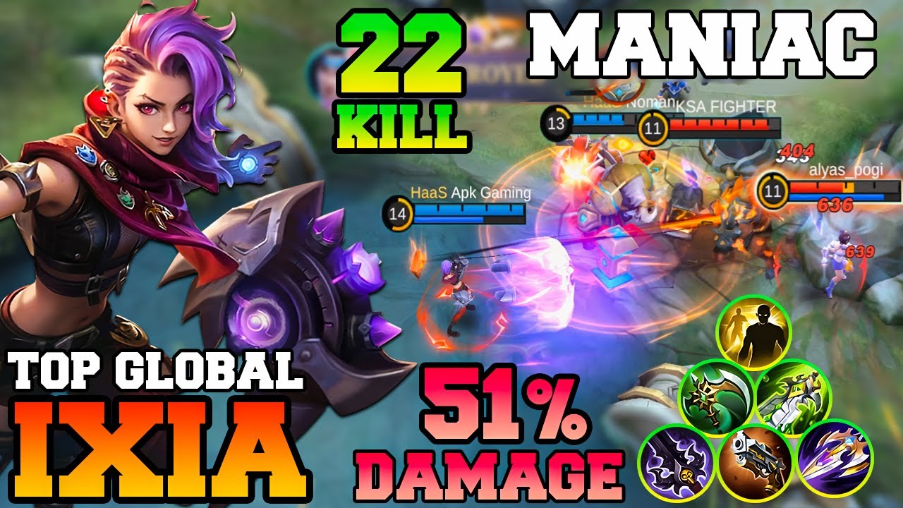Maniac + 22 Kills Ixia Gameplay !! MLBB IXIA Best Build 2023 Tutorial ...
