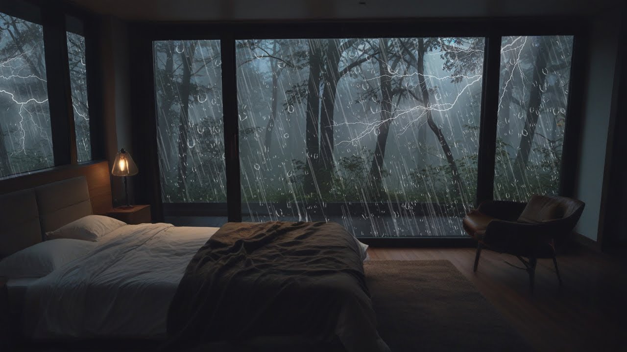 Rain Sounds For Sleeping | Thunderstorm with Heavy rain sounds for ...