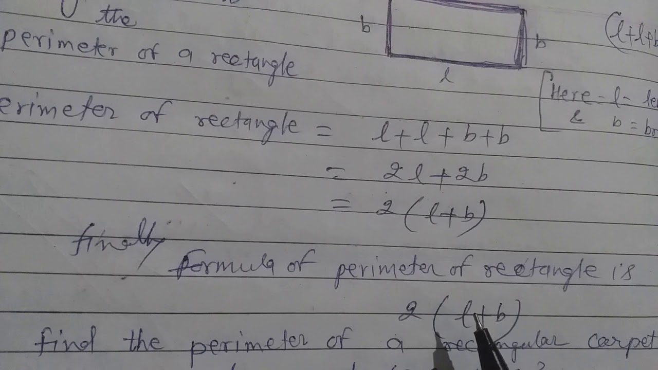 Perimeter of rectangle,, formula and solution - YouTube
