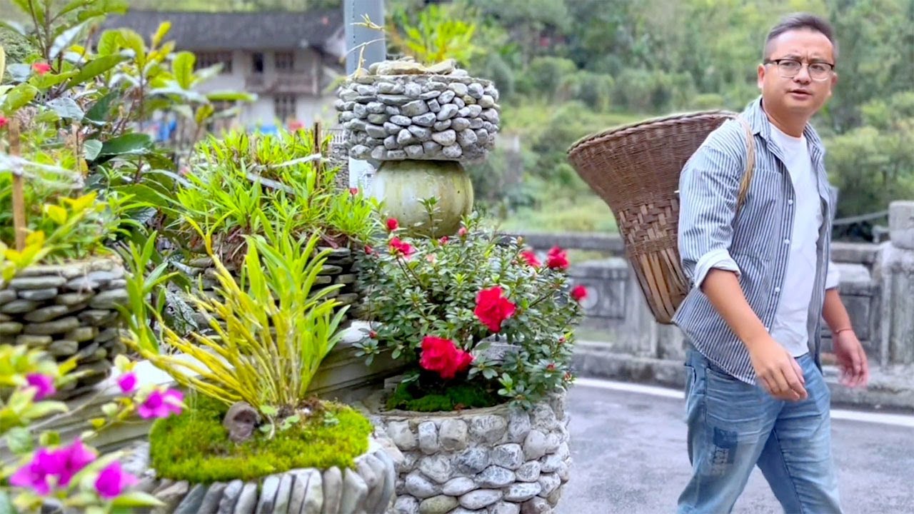 DIY/Pick up pebbles from the river to make flower pots/Renovate ...