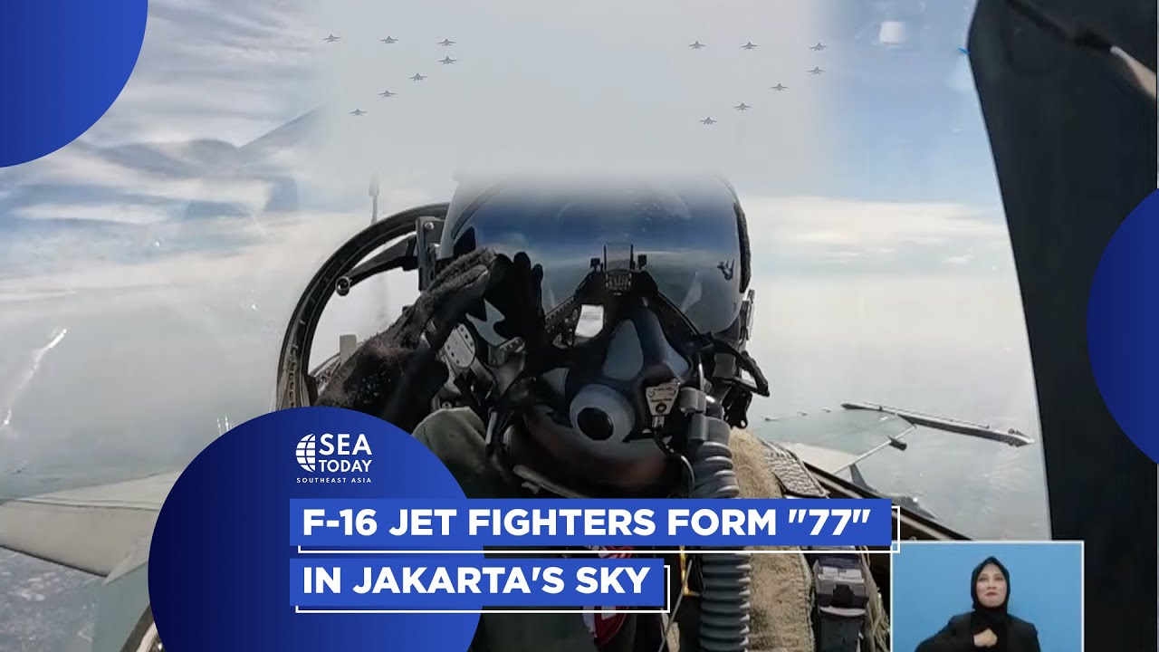 Flypast F-16 Jet Fighters Form "77" in Jakarta's Sky - YouTube