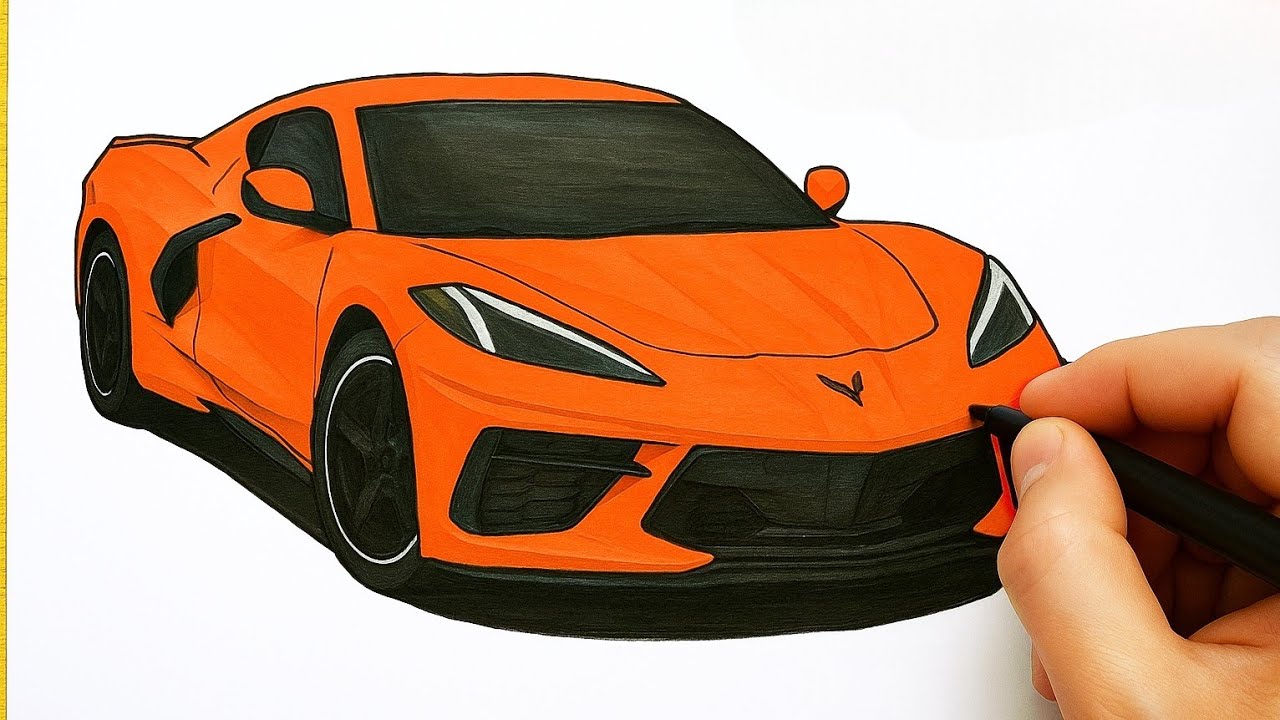 How to Draw a CHEVROLET C8 Car 🔥 - YouTube