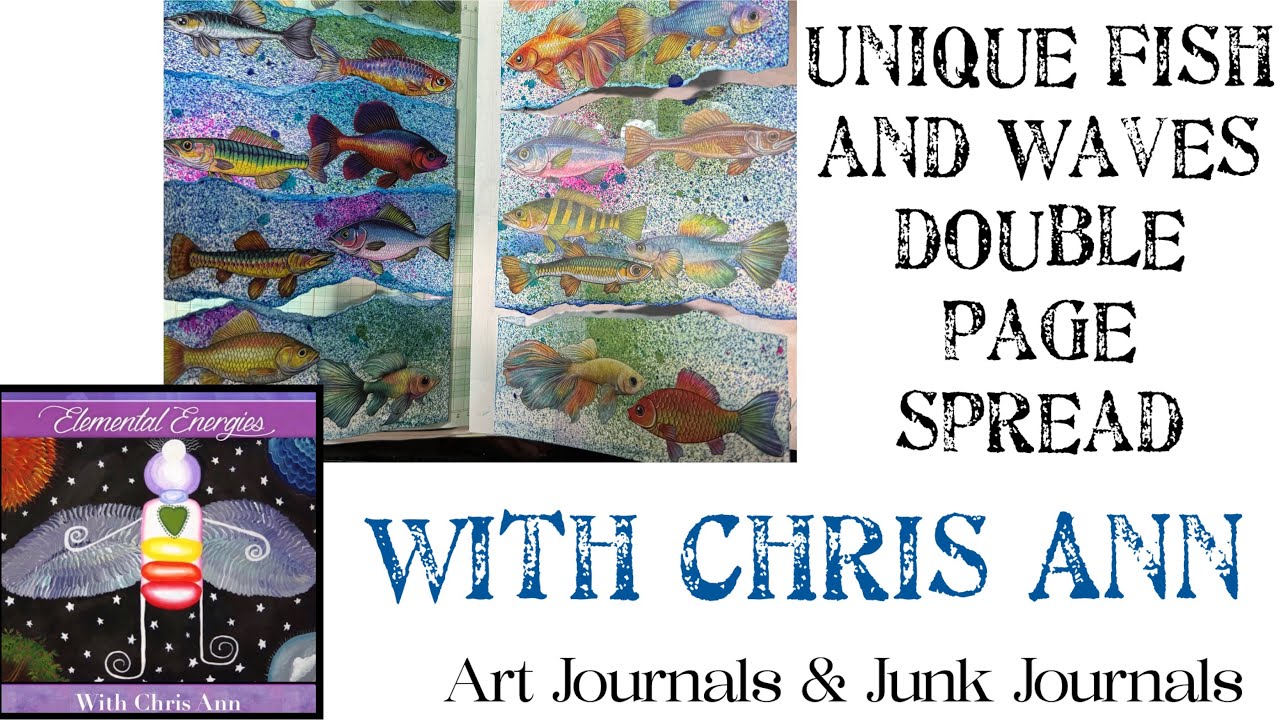 Unique fish & waves double page spread for a journal - YouTube