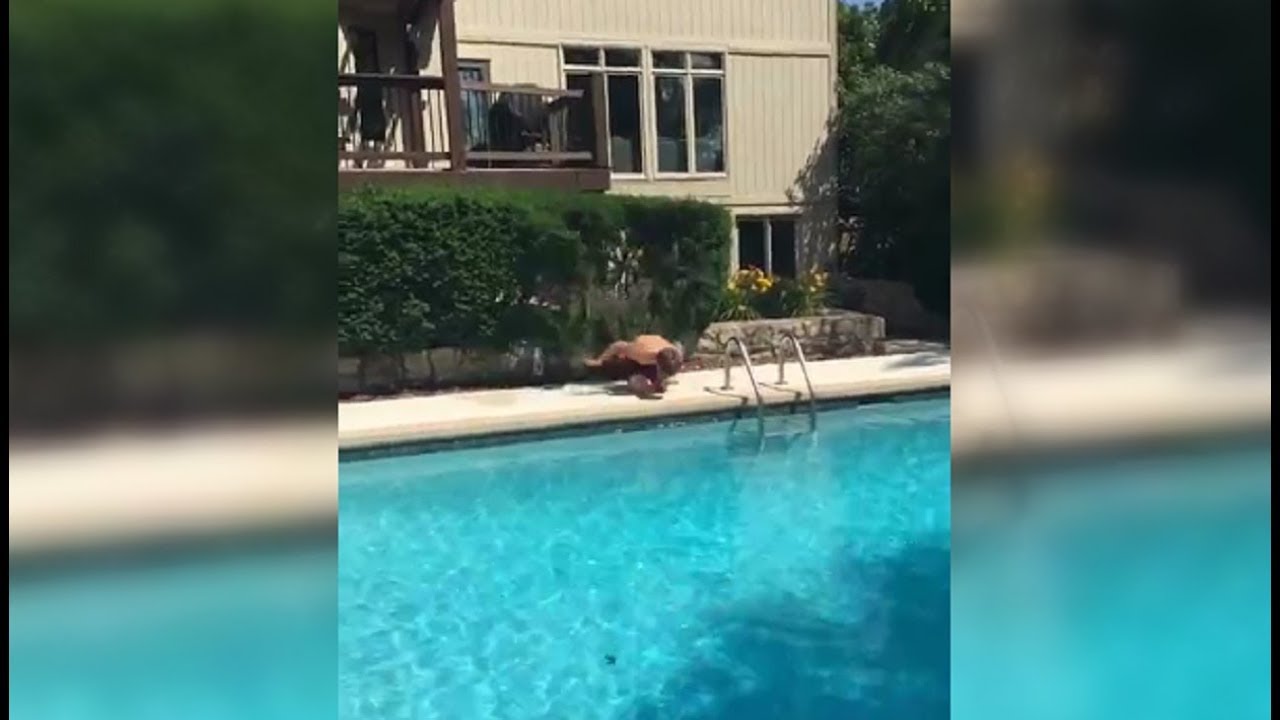 Kid Jumps From Balcony And Misses The Pool - YouTube