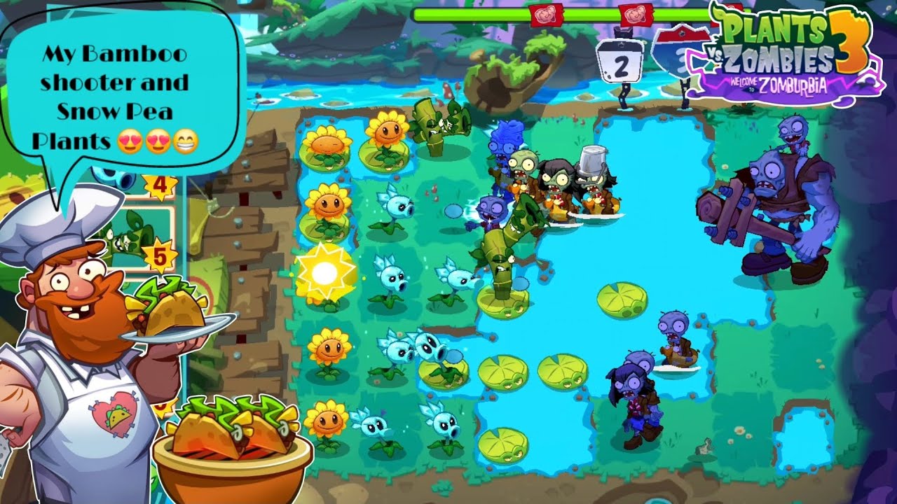 BAMBOO SHOOTER AND SNOW PEA SHOOTER IN PLANTS VS ZOMBIES 3 GAME PLAY ...