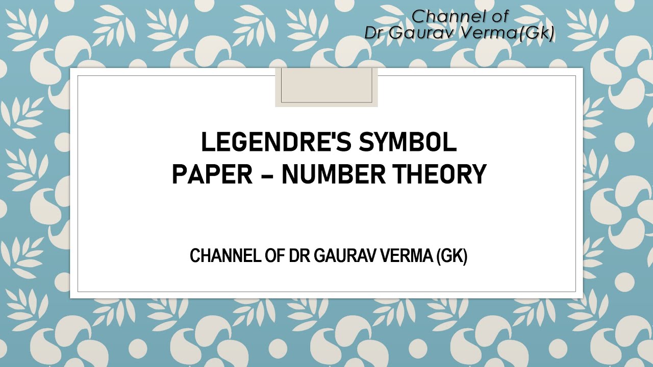 Legendre's Symbol || Number theory - YouTube