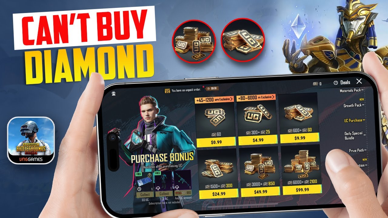 How to Fix Can't Buy Diamonds on PUBG Mobile on iPhone | Payment Error ...