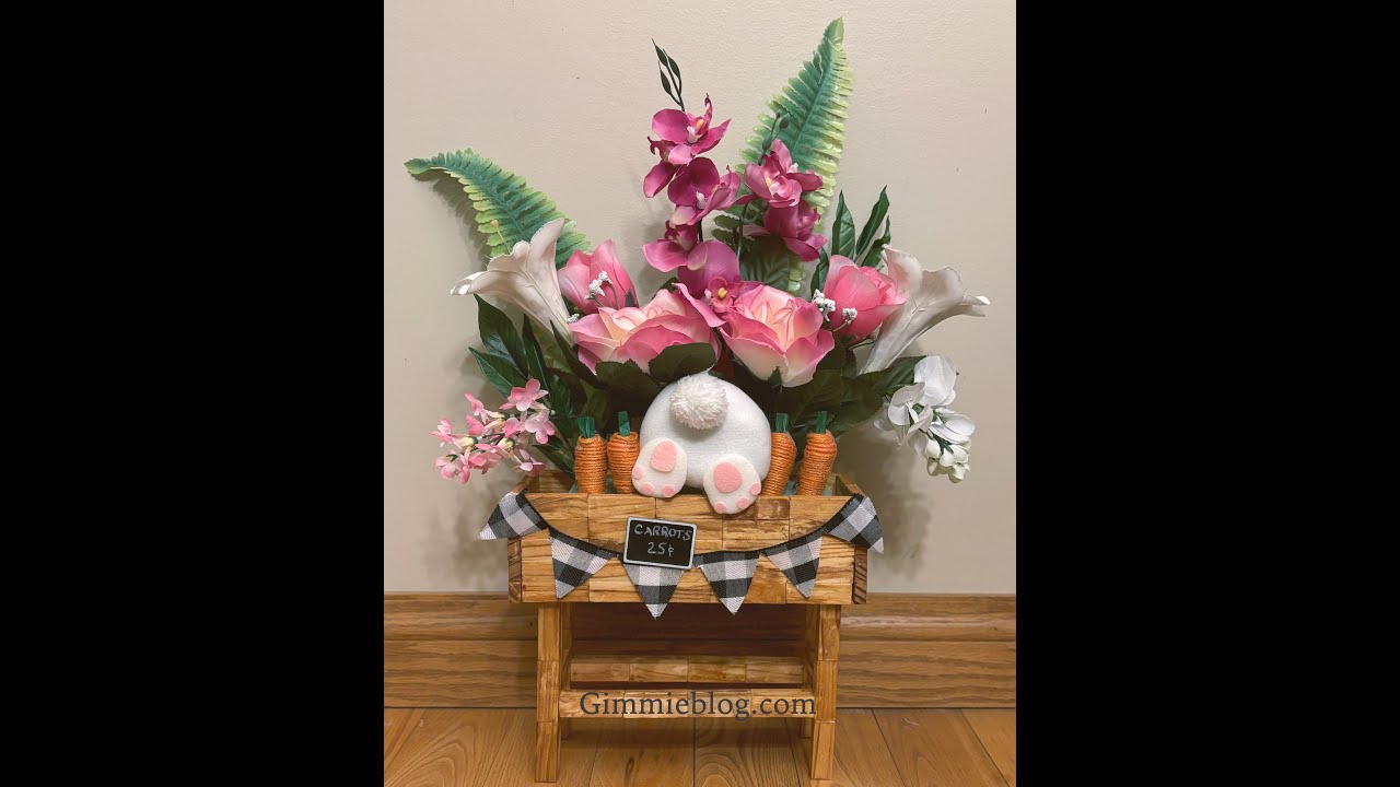 Dollar Tree Easter Bunny Butt Planter with Jenga Blocks - YouTube