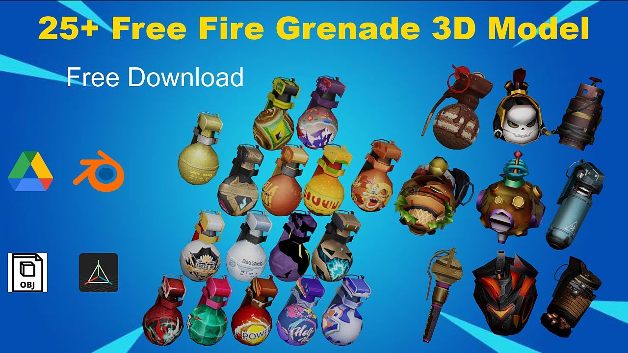 Best Grenade 3d Model of free fire | free fire grenade 3d model free ...