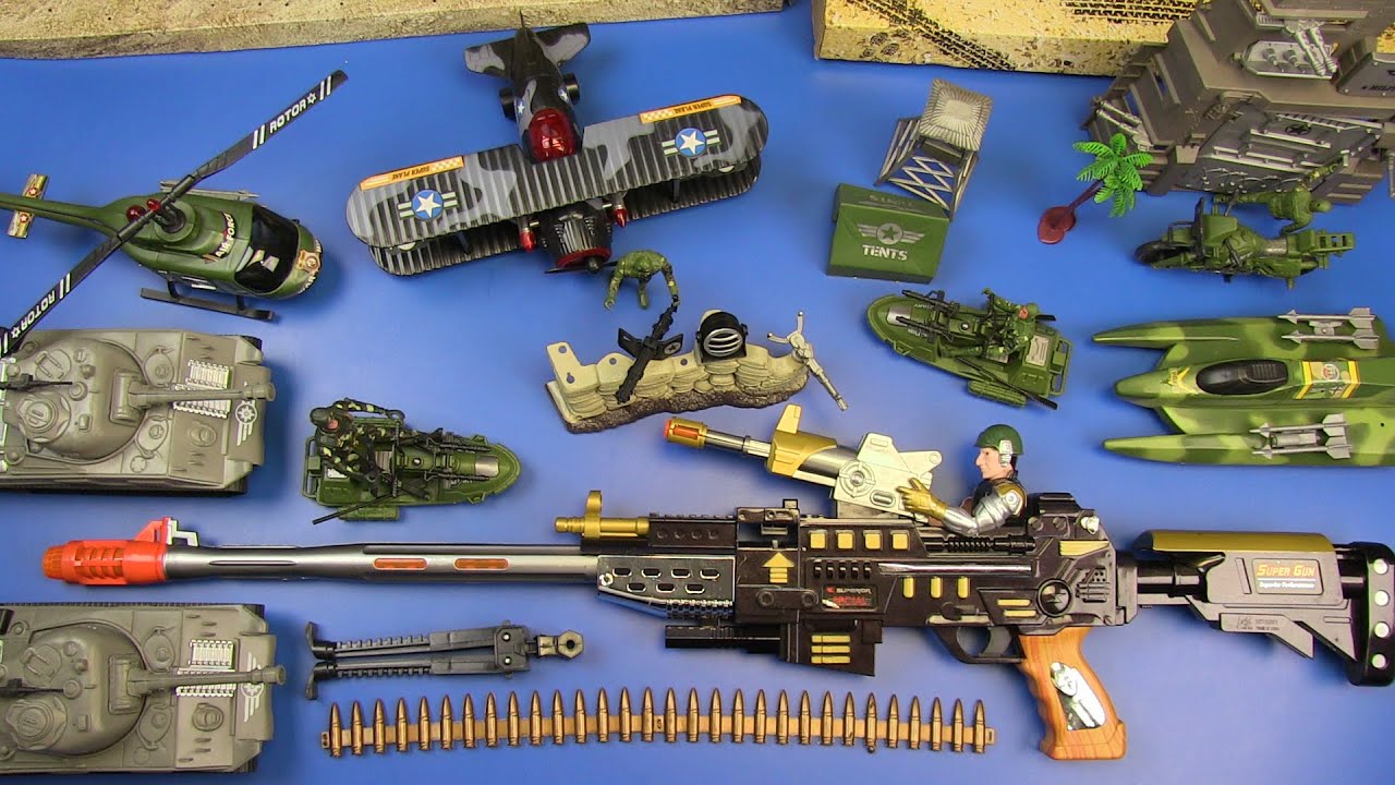 Combat Guns Toys ! Military Machine Gun - Box of Toys - YouTube
