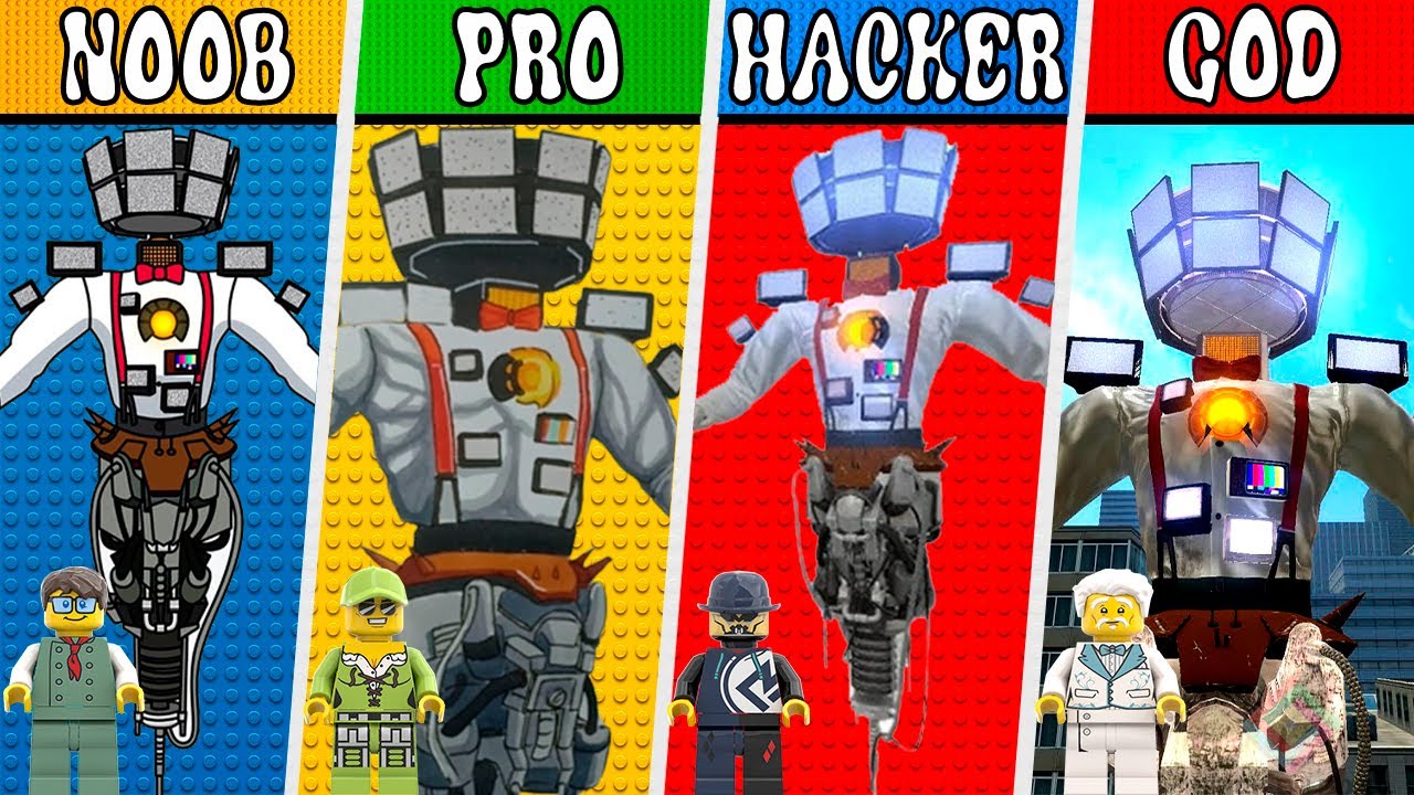 LEGO ART TV Man MECHA BOSS - Noob, Pro, Hacker, GOD! | (Skibidi Toilet ...