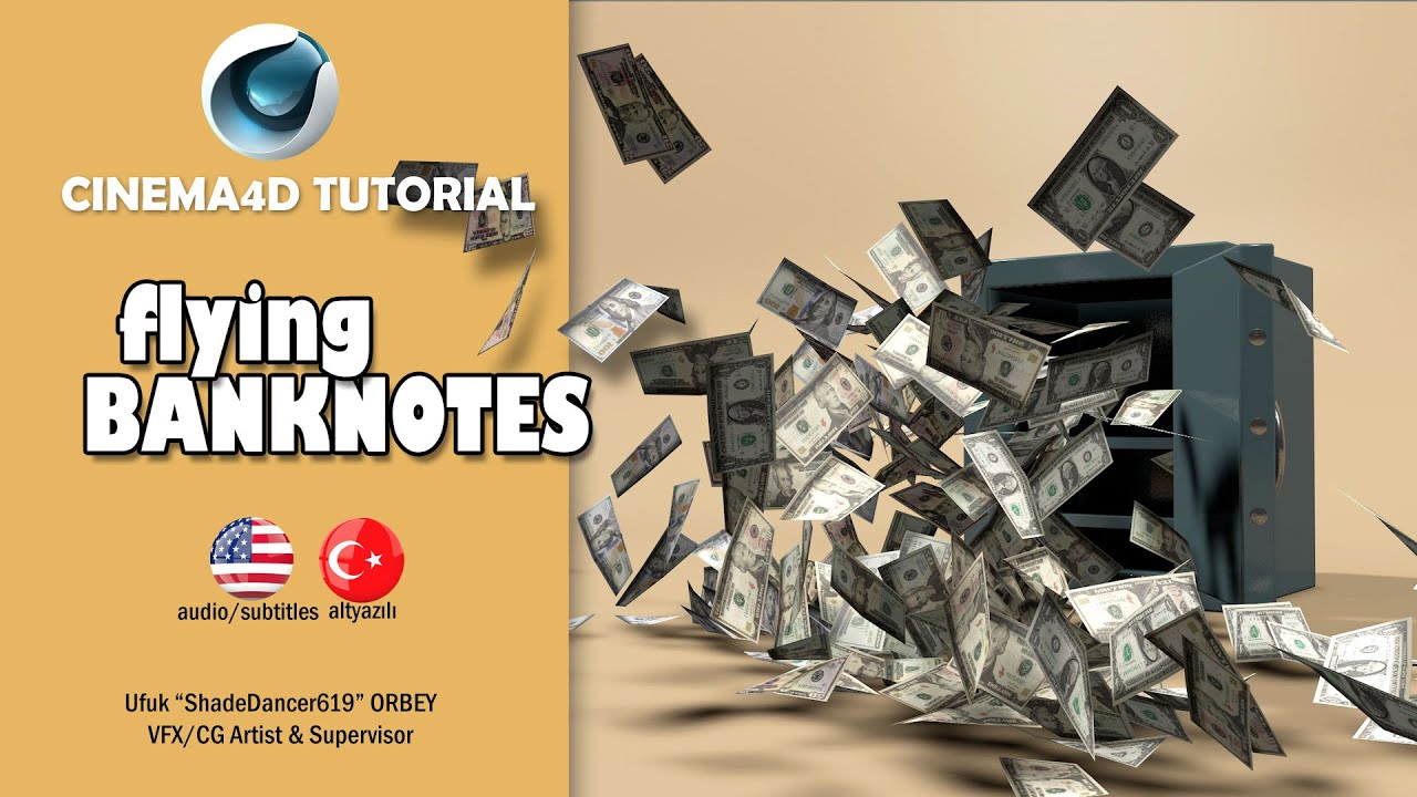 Cinema 4D Tutorial - Flying Banknotes - YouTube