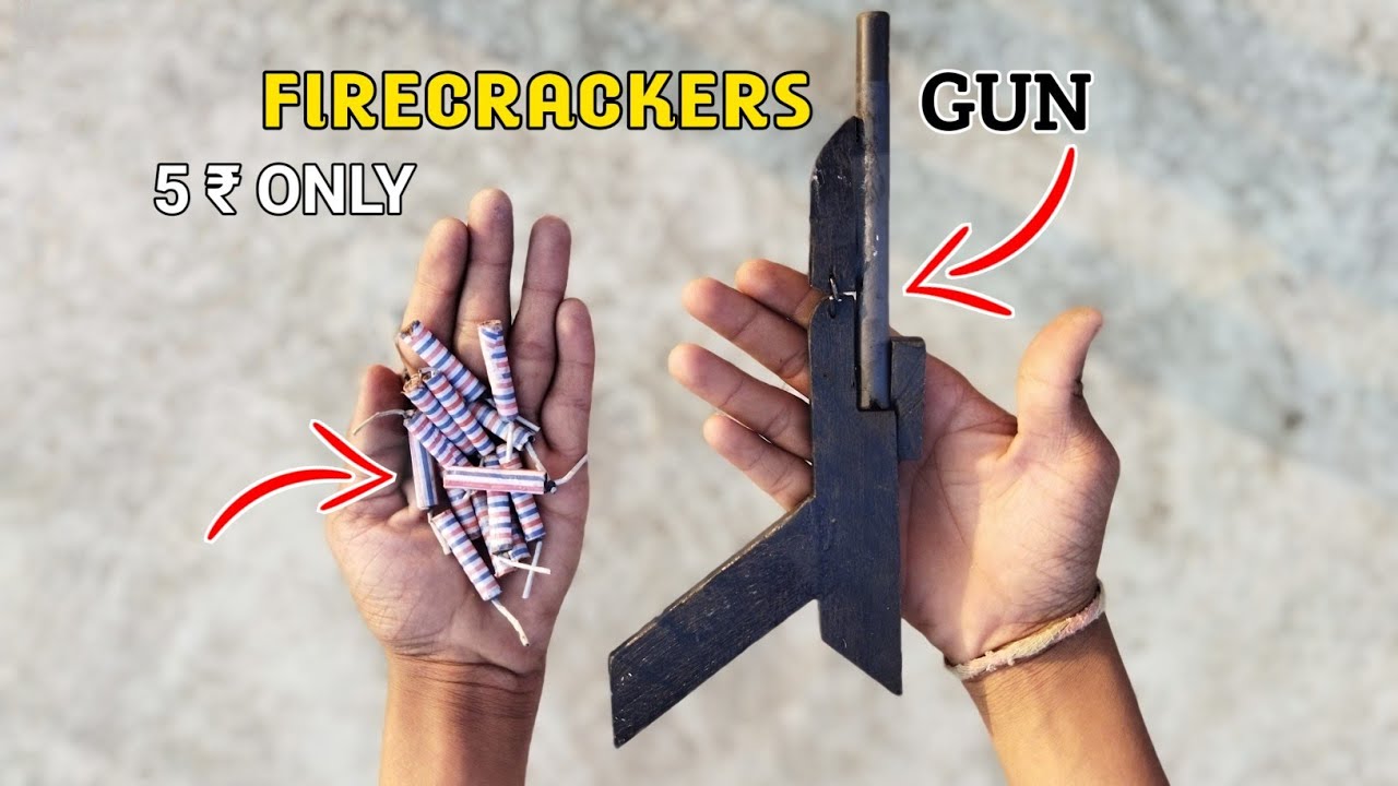 HOW TO MAKE FIRECRACKERS GUN AT HOME ONLY ₹ 5 || घर पर बनाये फटाके ...