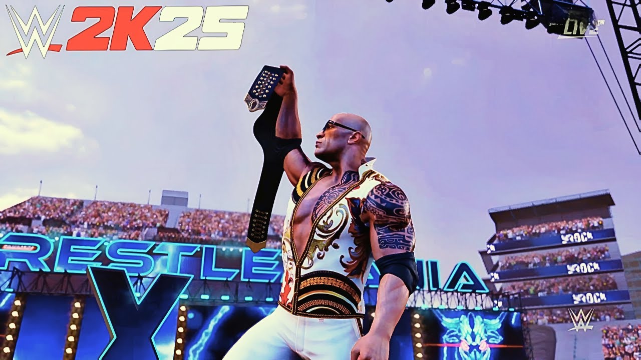 WWE 2K25: The Rock Final Boss Entrance with (3rd camera) All Signatures ...