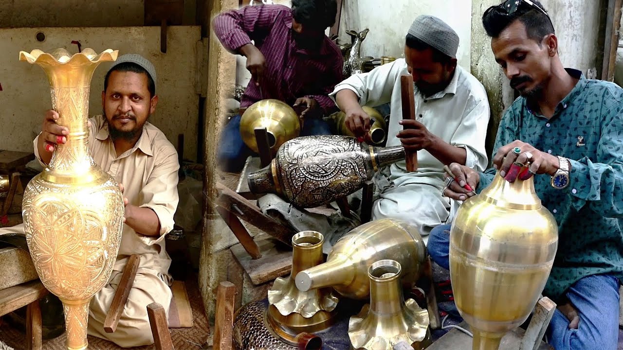 Brass Casting Flower Vase & Incredible Brass Carving Works - YouTube