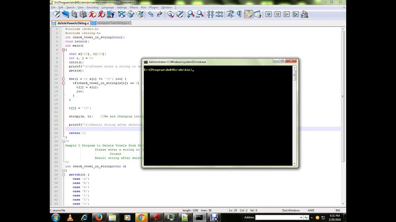 DELETE VOWELS FROM STRING USING C PROGRAM - YouTube