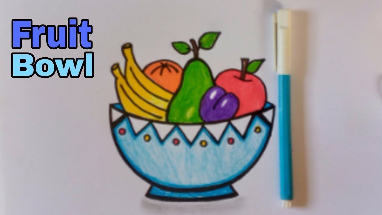 How to draw Mix Fruit Bowl | Fruit Bowl Drawing | Happy learning 11 ...