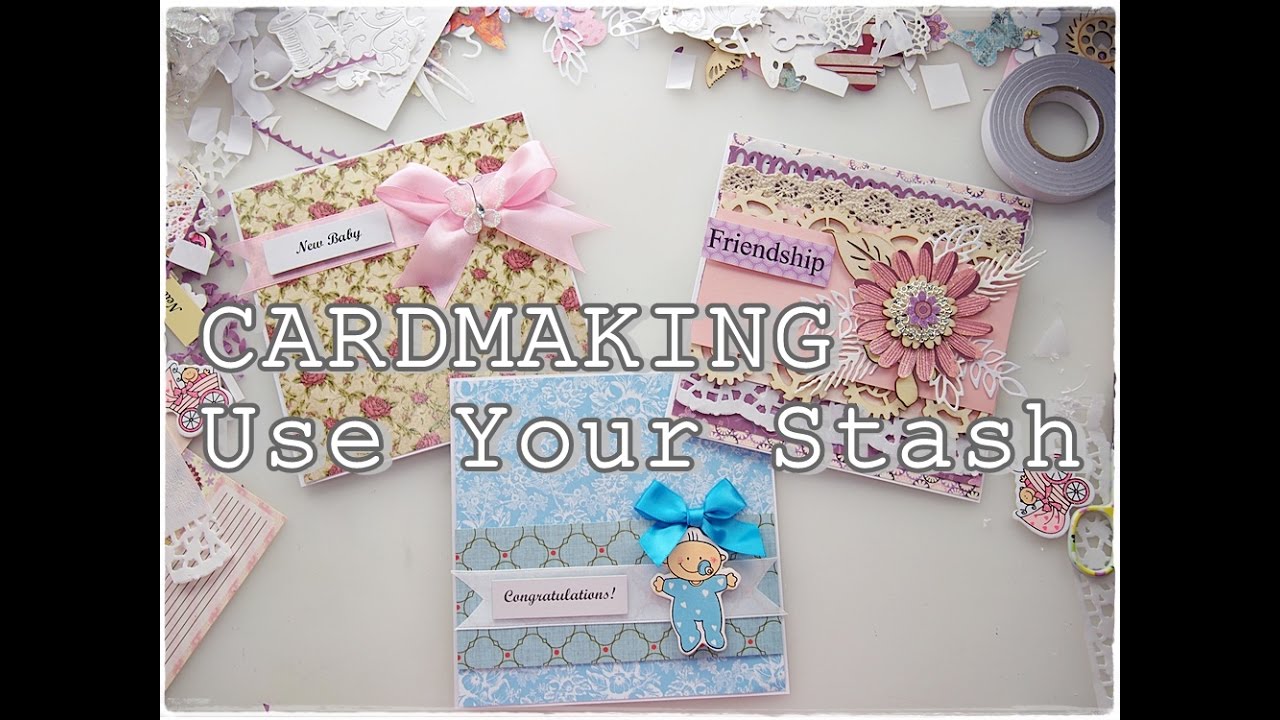 Use Your Stash - 3 Easy Handmade Cards Tutorial on BUDGET #1 - YouTube