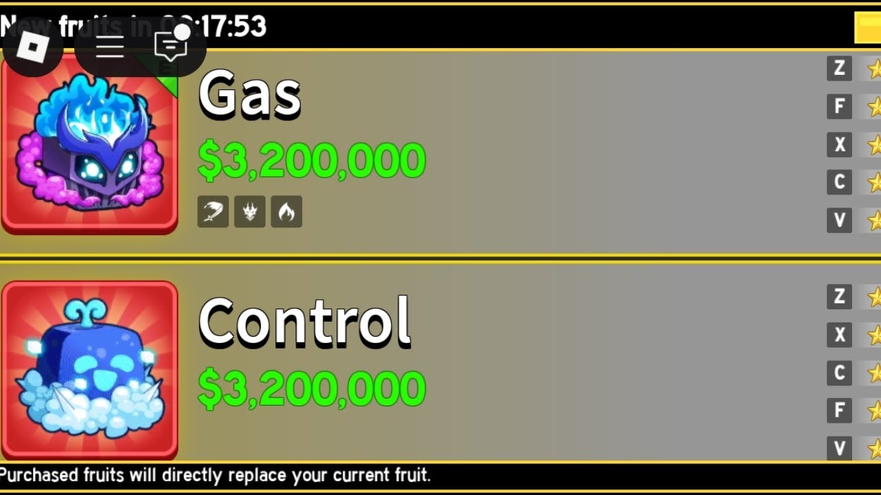 #Suprising stock with control fruit and Gas😁😁 fruit #Roblox #Blox fruit ...