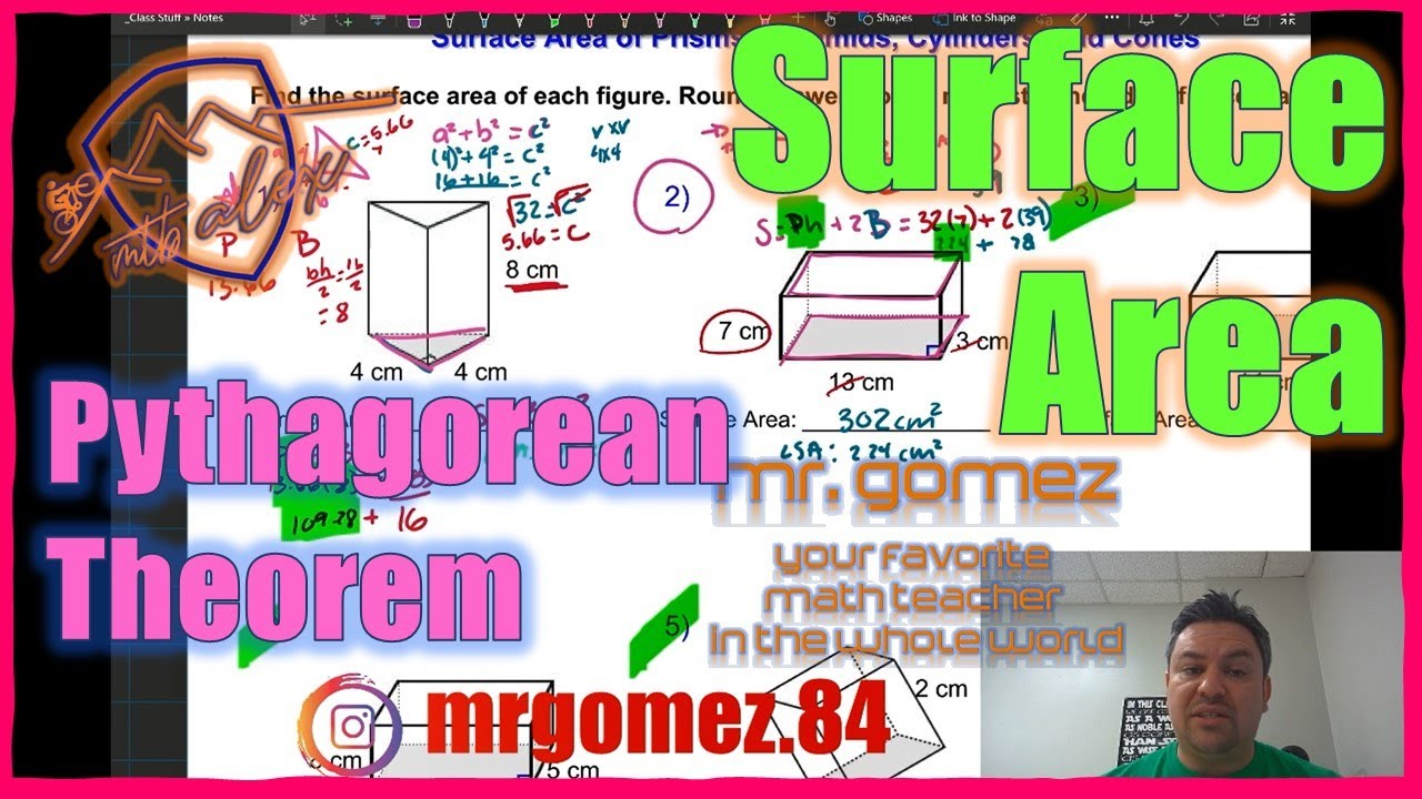 Surface area with Pythagorean Theorem // #math #mathlife - YouTube