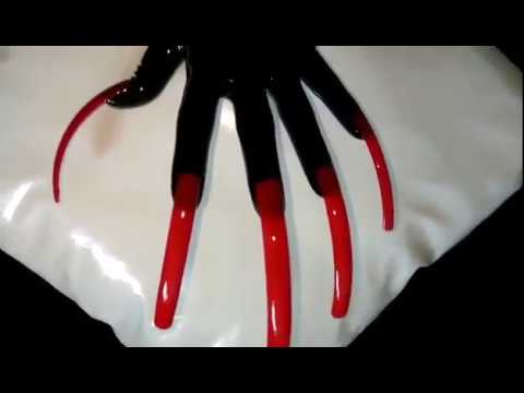 Latex gloves with extreme nails