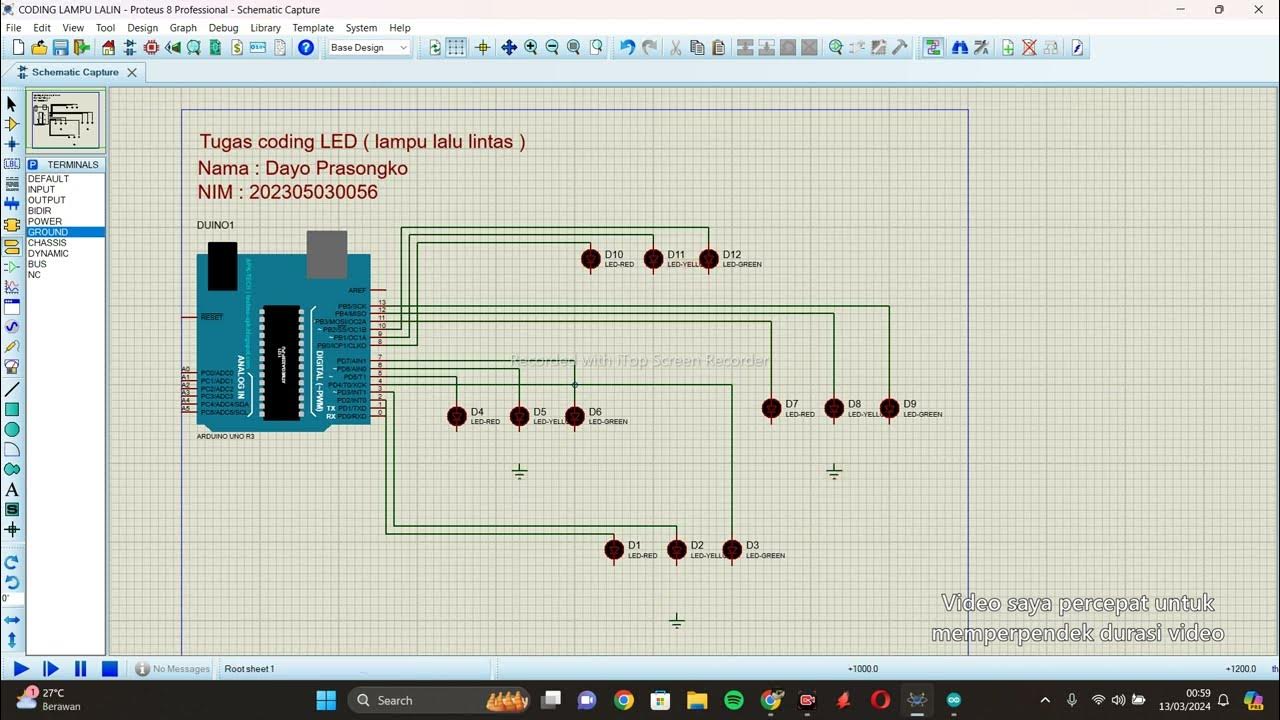 Membuat Skema dan Coding Arduino UNO ( lampu lalu lintas ) - YouTube