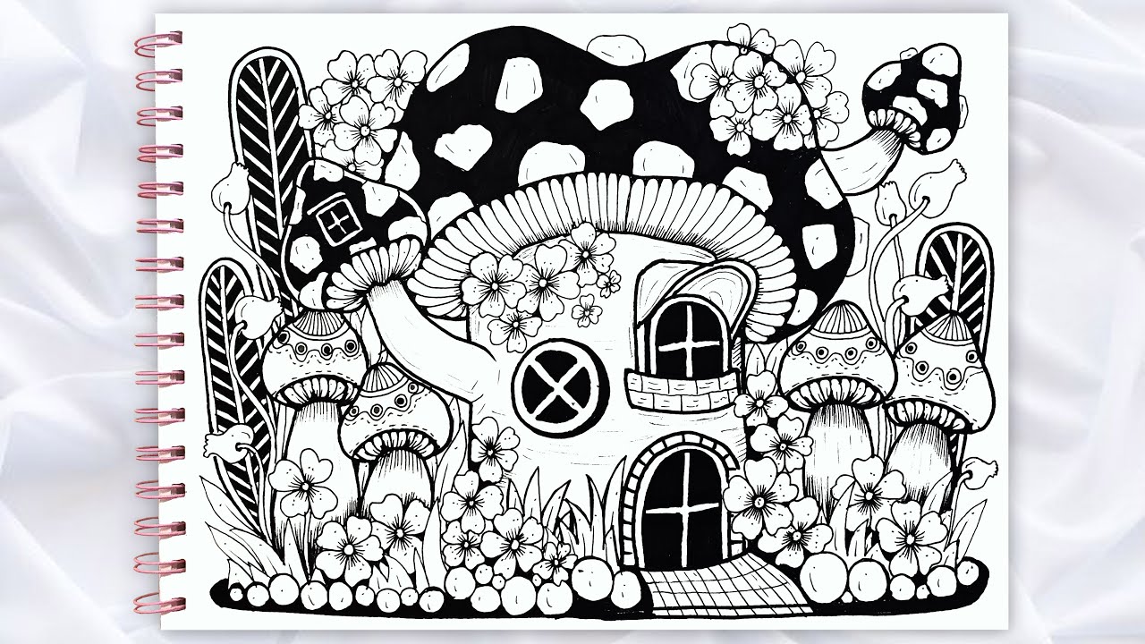 🌼How To Draw A Fairy Mushroom House , Mushroom Doodle Art🌼 - YouTube