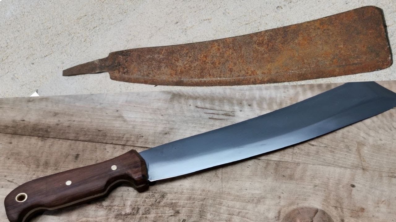 RESTORATION of a Rusty Big Knife - Single Bevel Knife - YouTube