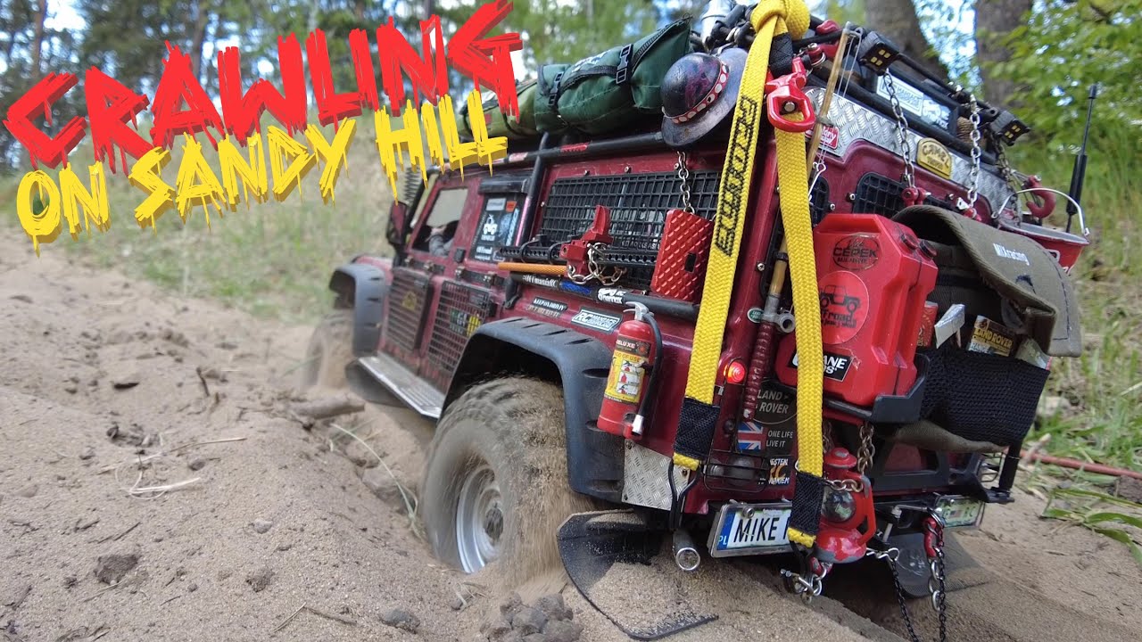 rc car | traxxas trx4 defender mod | off road crawling on sandy hill ...