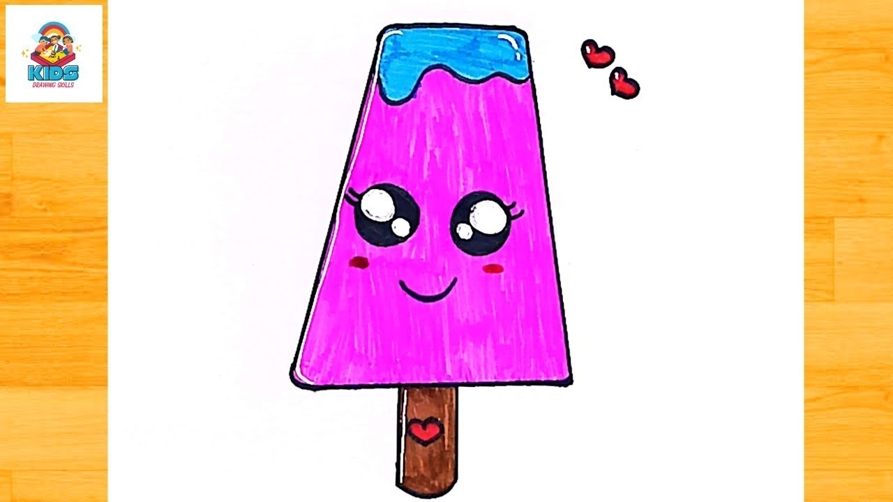 How to Draw a Cute Easy Ice Cream for Kids Step by Step - YouTube
