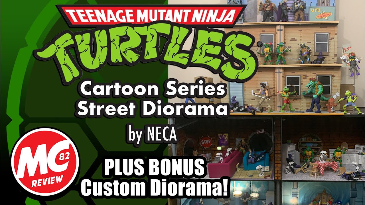 NECA TMNT Cartoon Street Scene Diorama Review Plus Ultimate Sewer ...