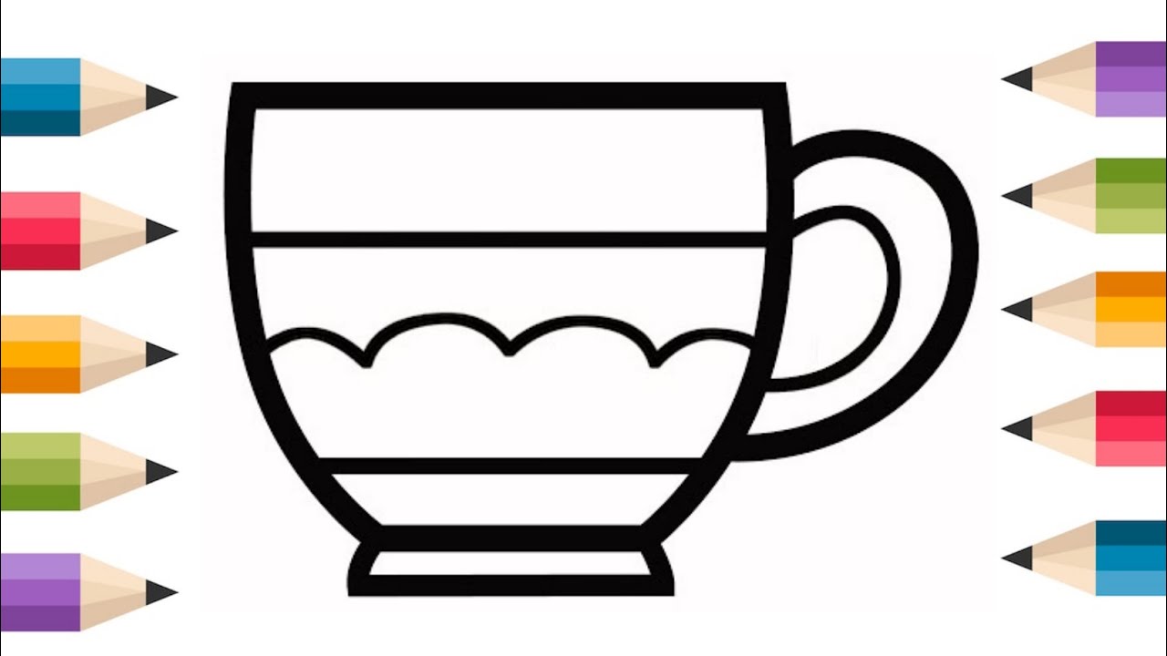 How to draw a cute cup ||Easy kids drawing step by step & troller 🎨🎨 ...