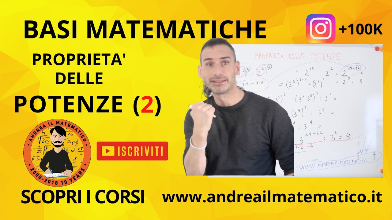 PROPRIETÀ DELLE POTENZE (2) - BASI MATEMATICHE - YouTube
