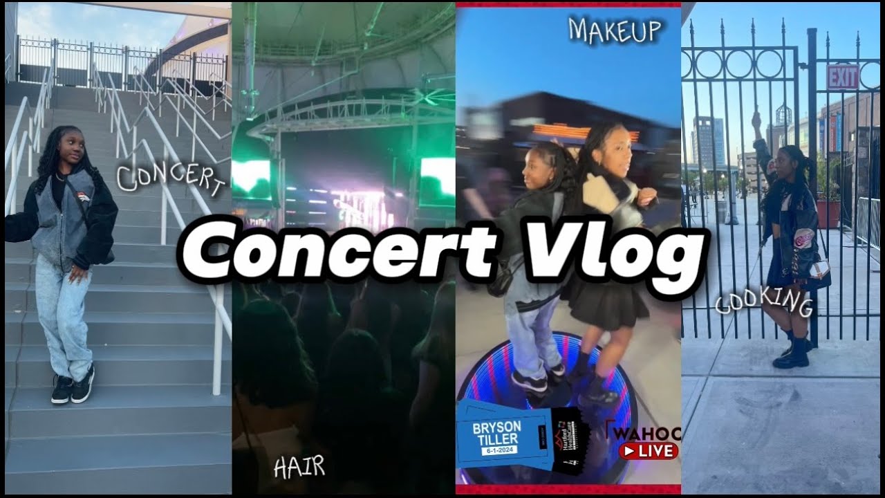 VLOG: GRWM/ Bryson Tiller Concert| hair, makeup, outfits, pics, etc ...