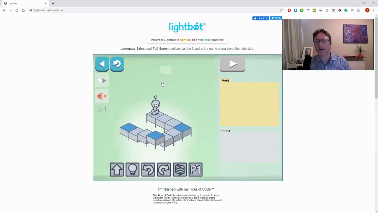 Learning Procedures with Lightbot Game - YouTube