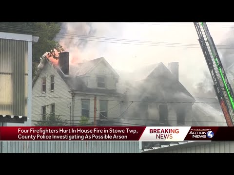 Four firefighters injured in Stowe Township fire - YouTube