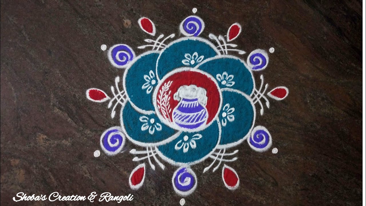 Sankranthi muggulu || Pongal pot rangoli || Pongal special kolam - YouTube