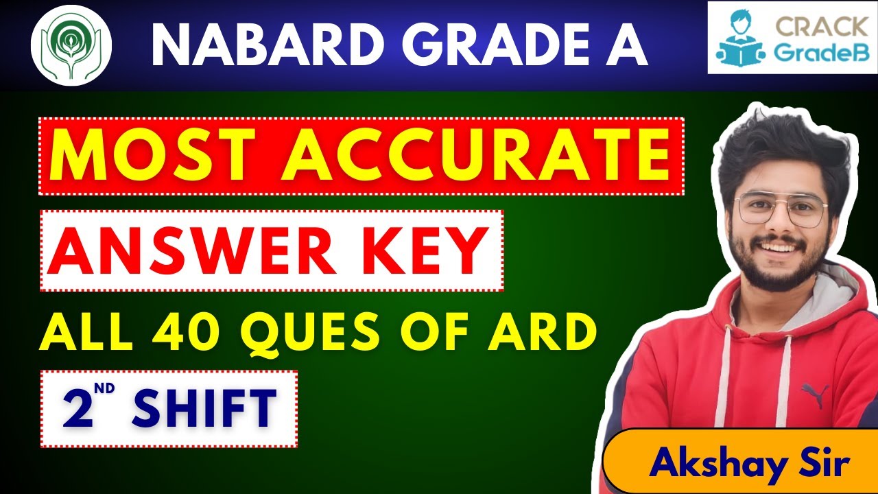 Answer key of ARD - All 40 Questions - NABARD Grade A Phase 1 exam ...